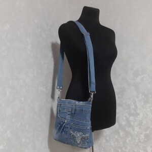 Denim Crossbody Purse Casual Small Pouch of Shabby Jeans | Etsy