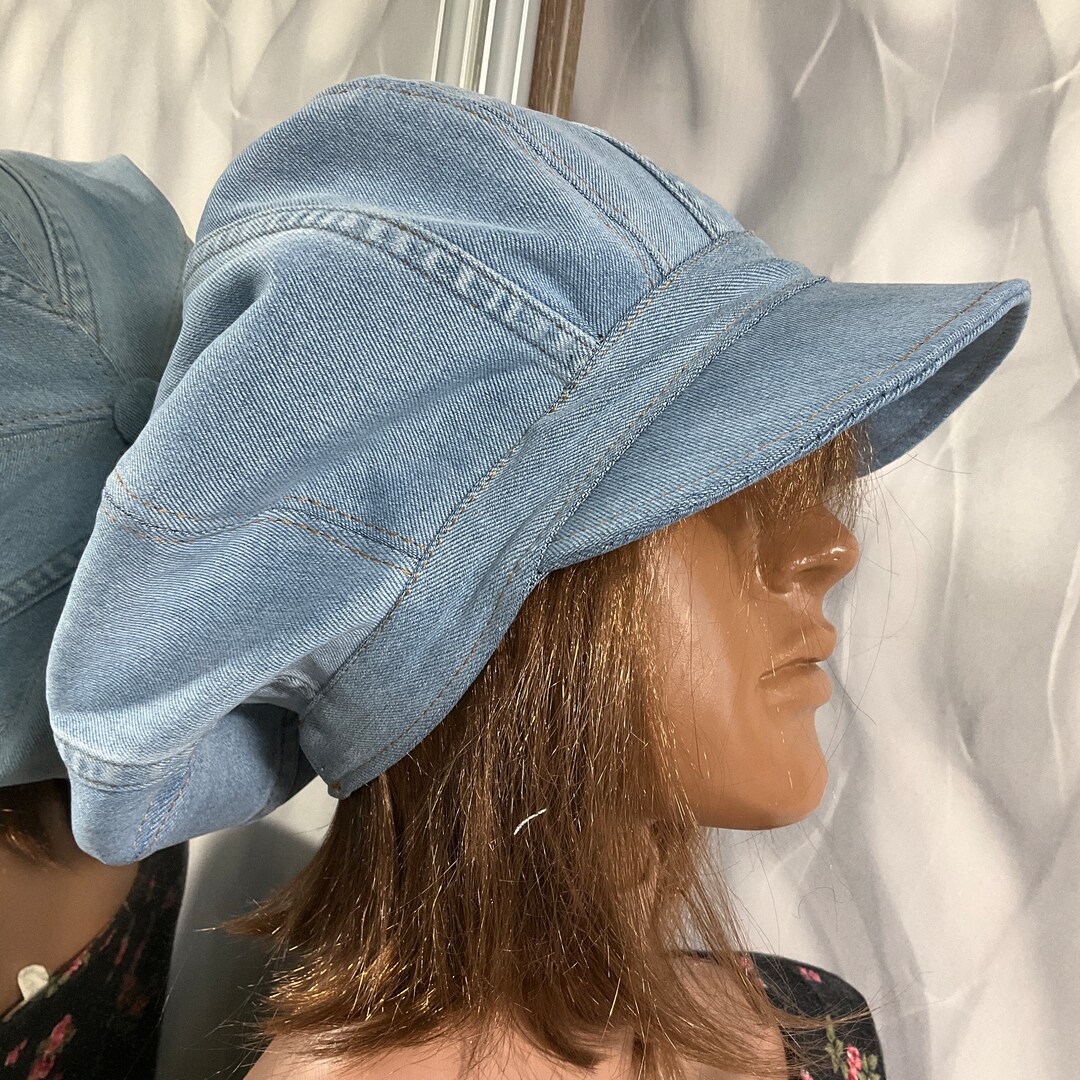 Denim Newsboy Cap 23, Boho Blue Jean Hat in Street Fashion Style ...