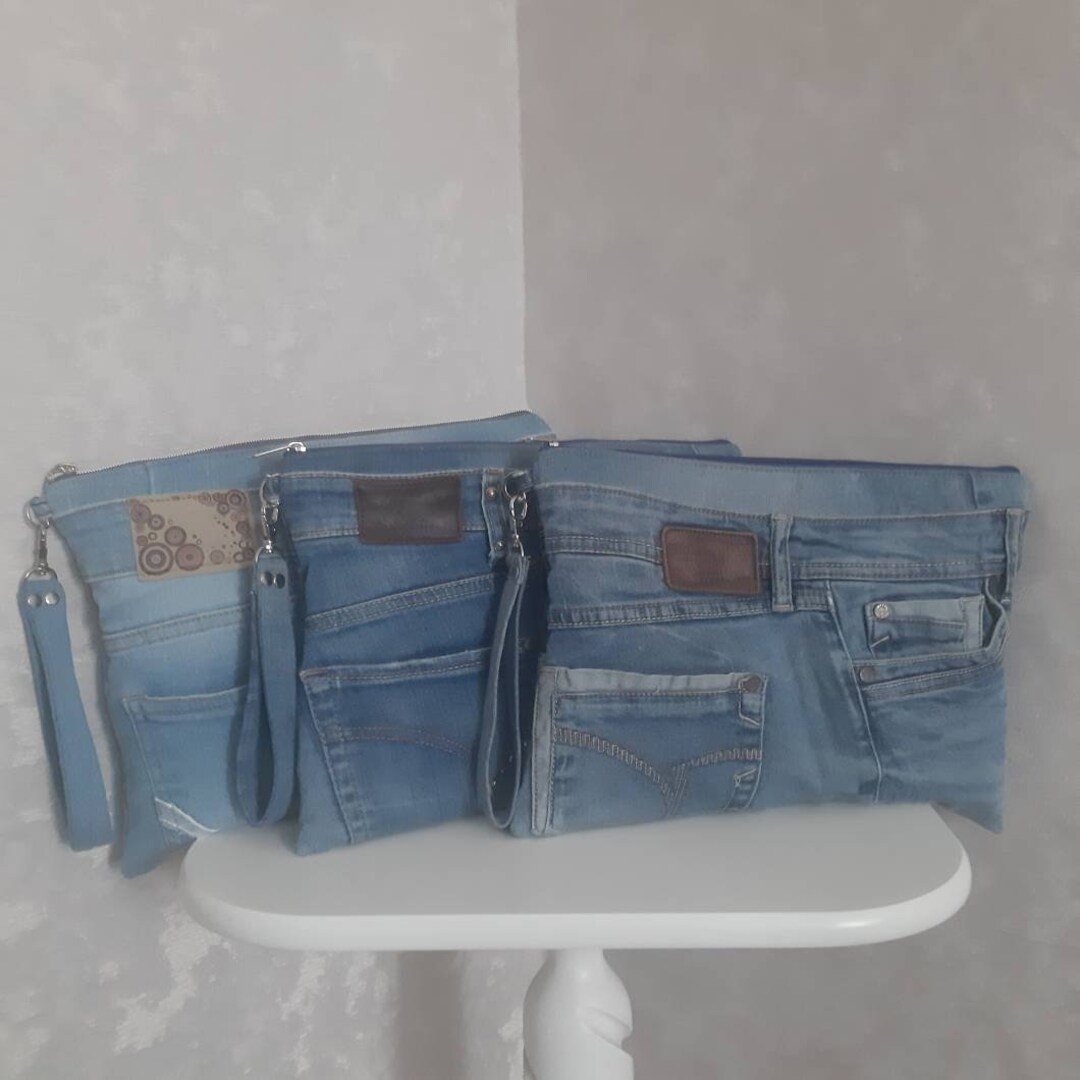 Casual Denim Clutch Bag Evening Clutch of Shabby Jeans With - Etsy