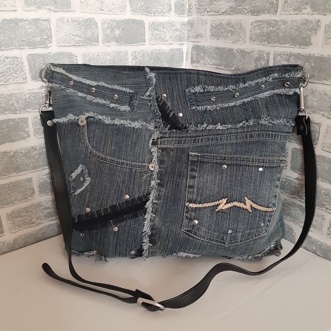 Hobo Denim Bag Jean Shoulder Bag Casual Purse of Shabby - Etsy