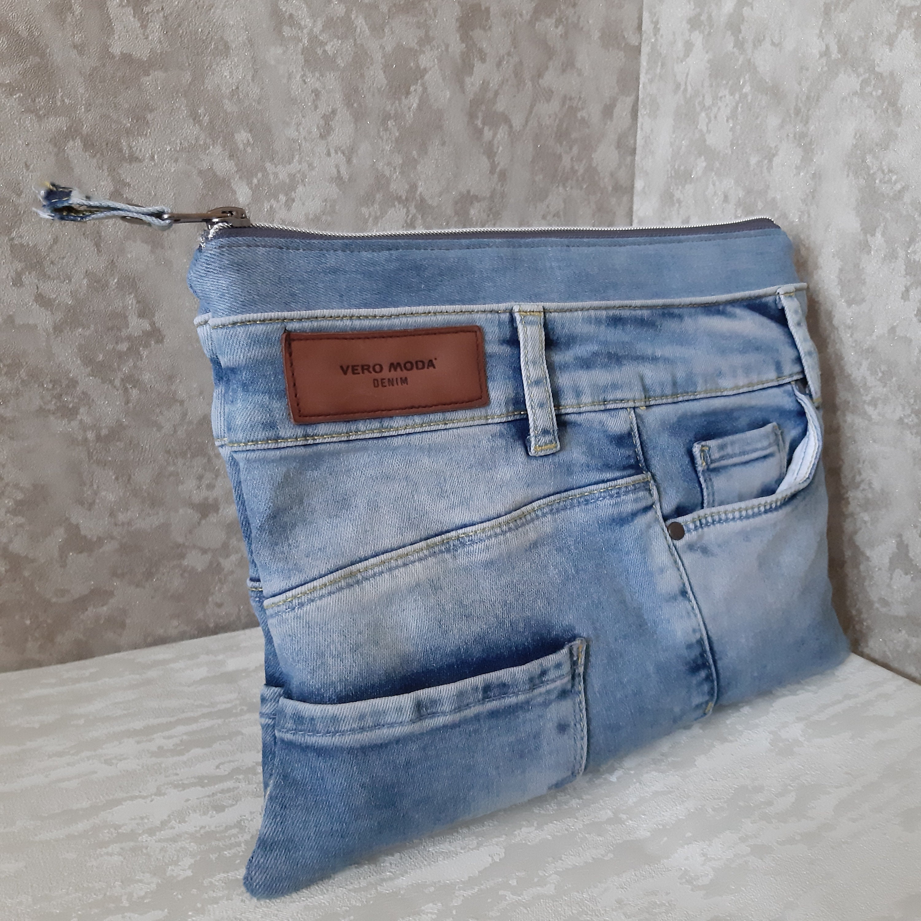 Blue Denim Clutch Bag Casual Clutch Bag of Recycled Jeans | Etsy