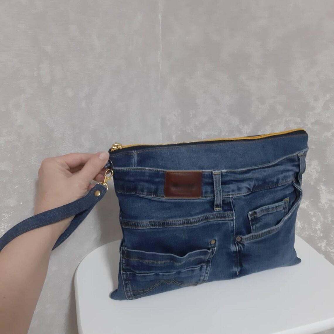 Casual Denim Clutch Bag Evening Clutch of Shabby Jeans With - Etsy