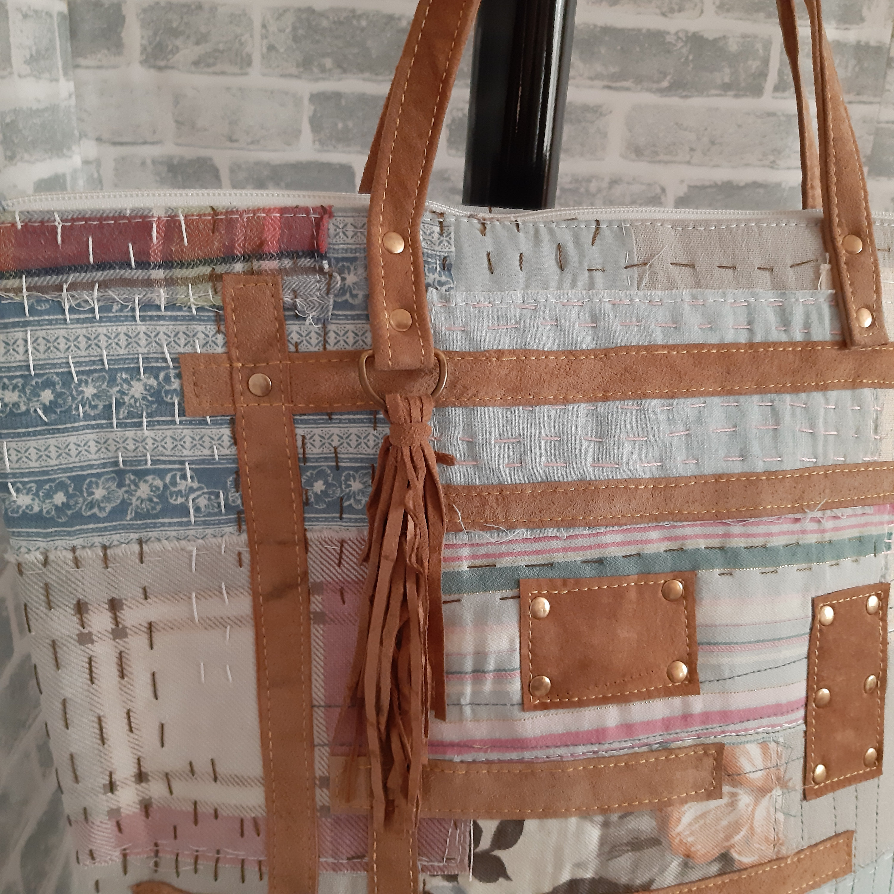 Patchwork Hobo Bag With Sashiko Embroidery and Decorative - Etsy