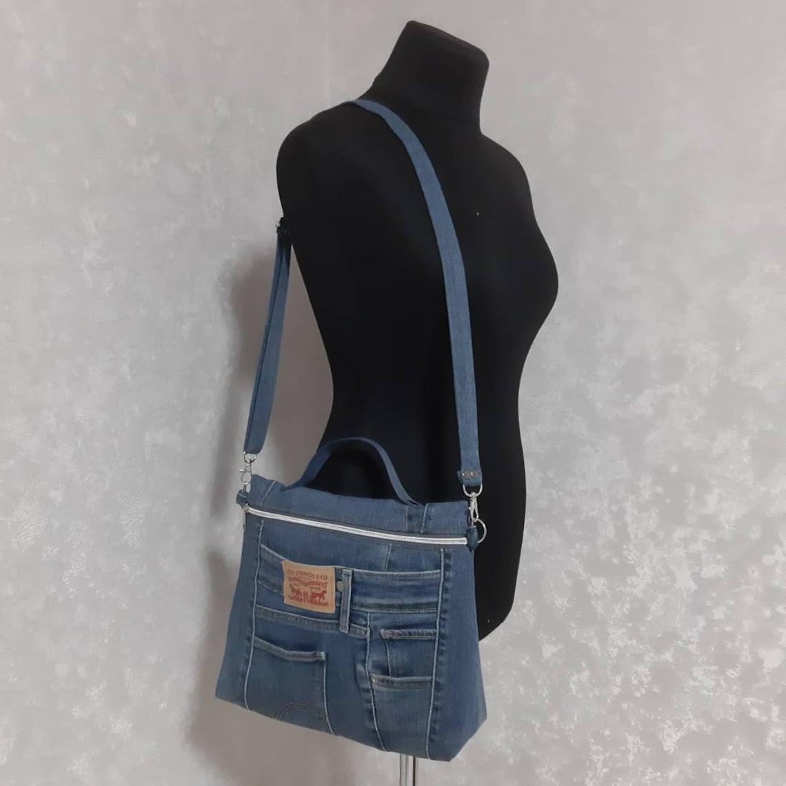 Casual Denim Handbag Jeans Bag Medium Size Crossbody Denim - Etsy