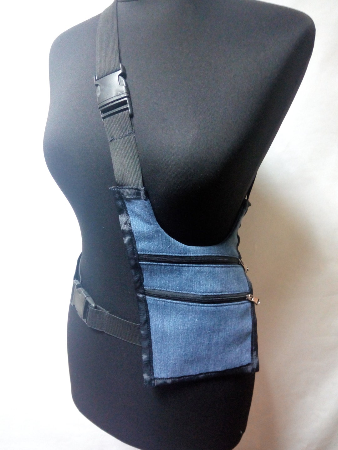 Secret Denim Travel Body Purse for Storing Money, Valuables, Phone ...