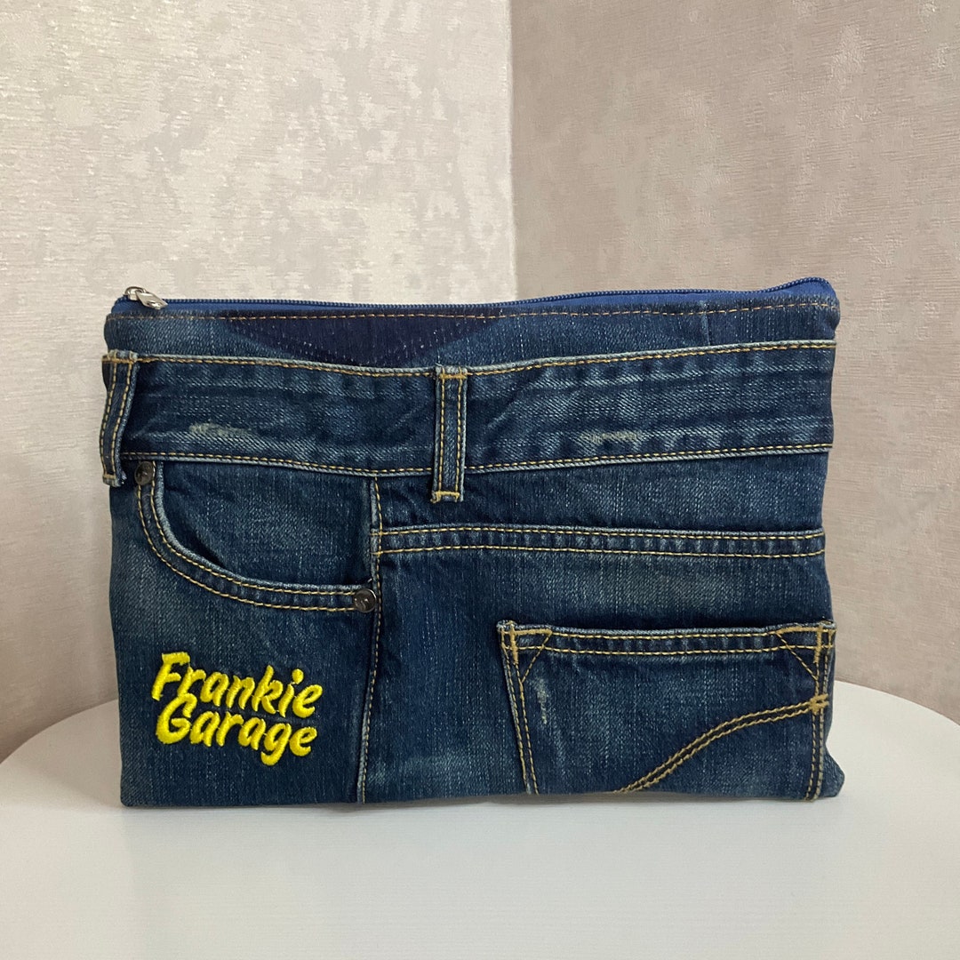 Handmade Casual Denim Clutch, Jean Blue Large Clutch Bag, Evening ...