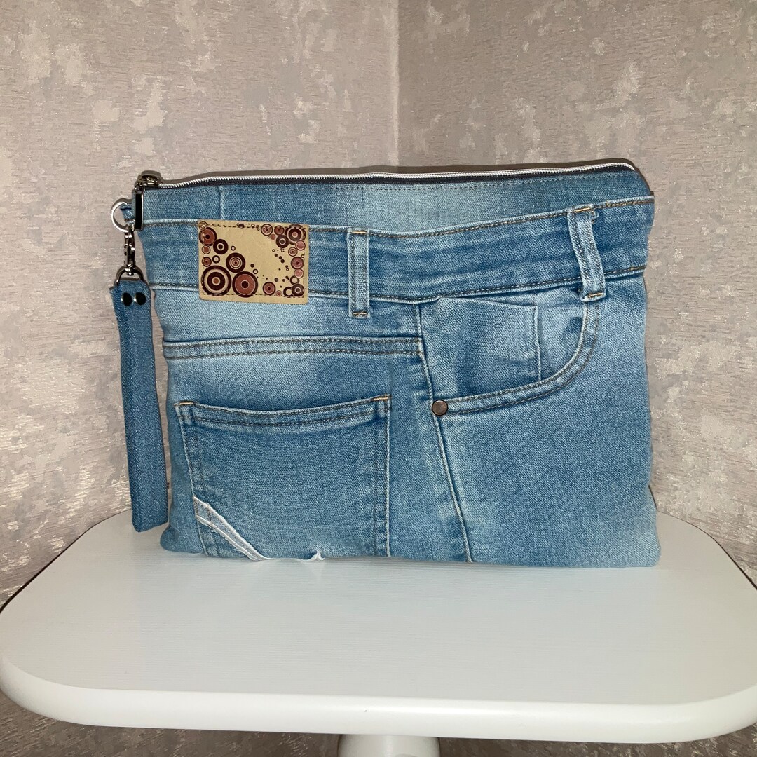 Casual Denim Clutch Bag, Evening Clutch of Shabby Jeans With Additional ...