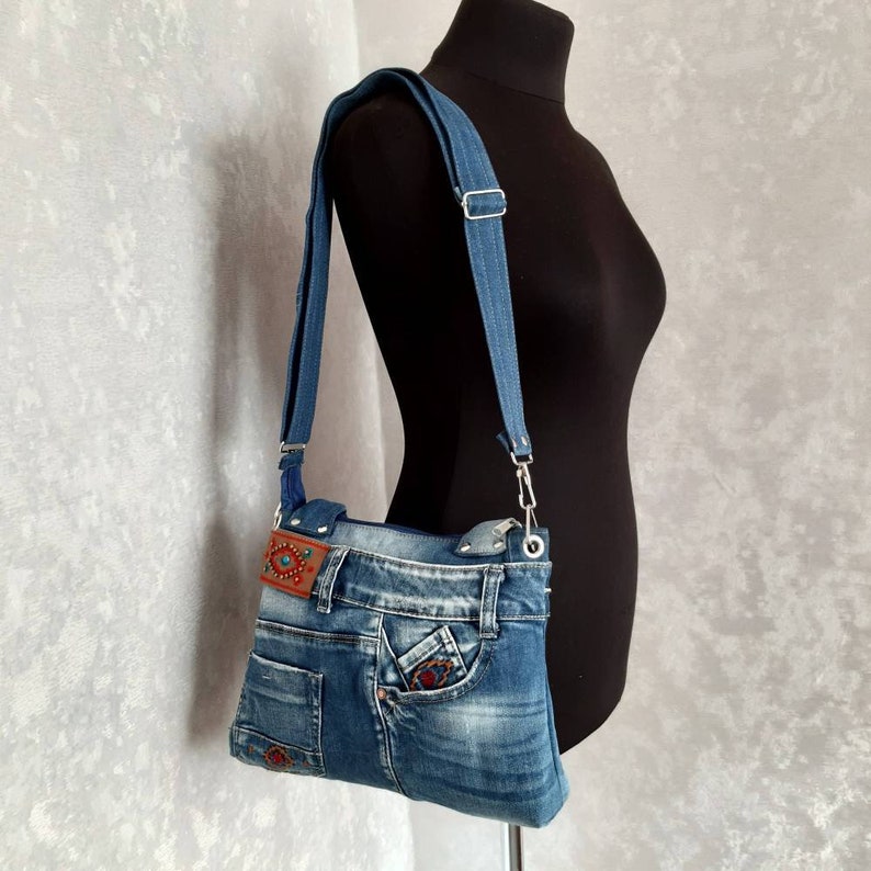 Small Denim Bag Jean Shoulder Bag Casual Top Handles Bag of - Etsy