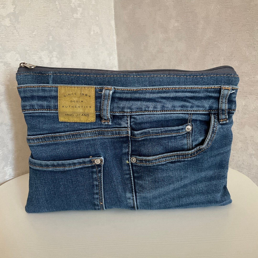 Handmade Casual Denim Clutch, Jean Blue Clutch Bag, Evening Clutch ...