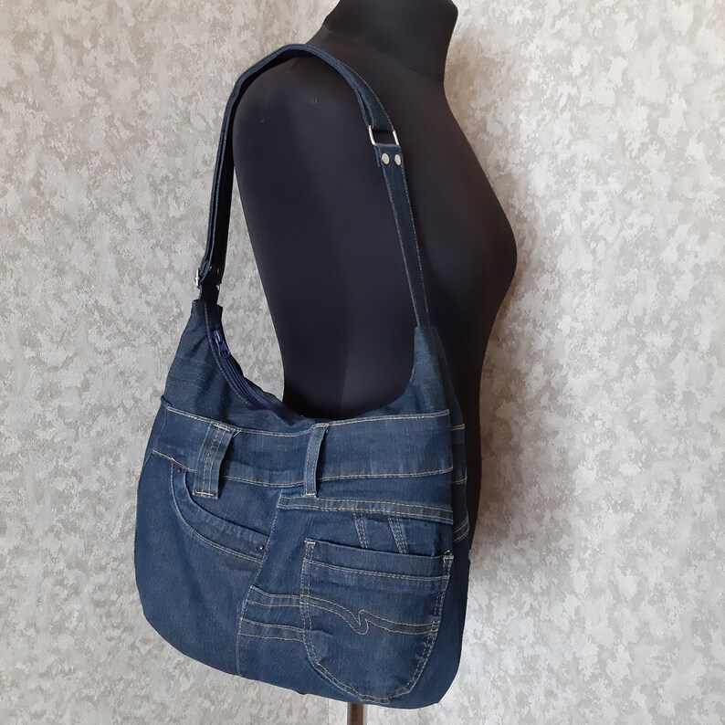 Crossbody denim bag medium size Jean shoulder bag Casual | Etsy