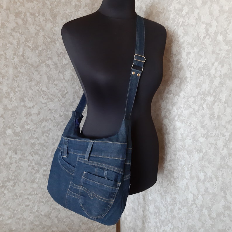 Crossbody denim bag medium size Jean shoulder bag Casual | Etsy