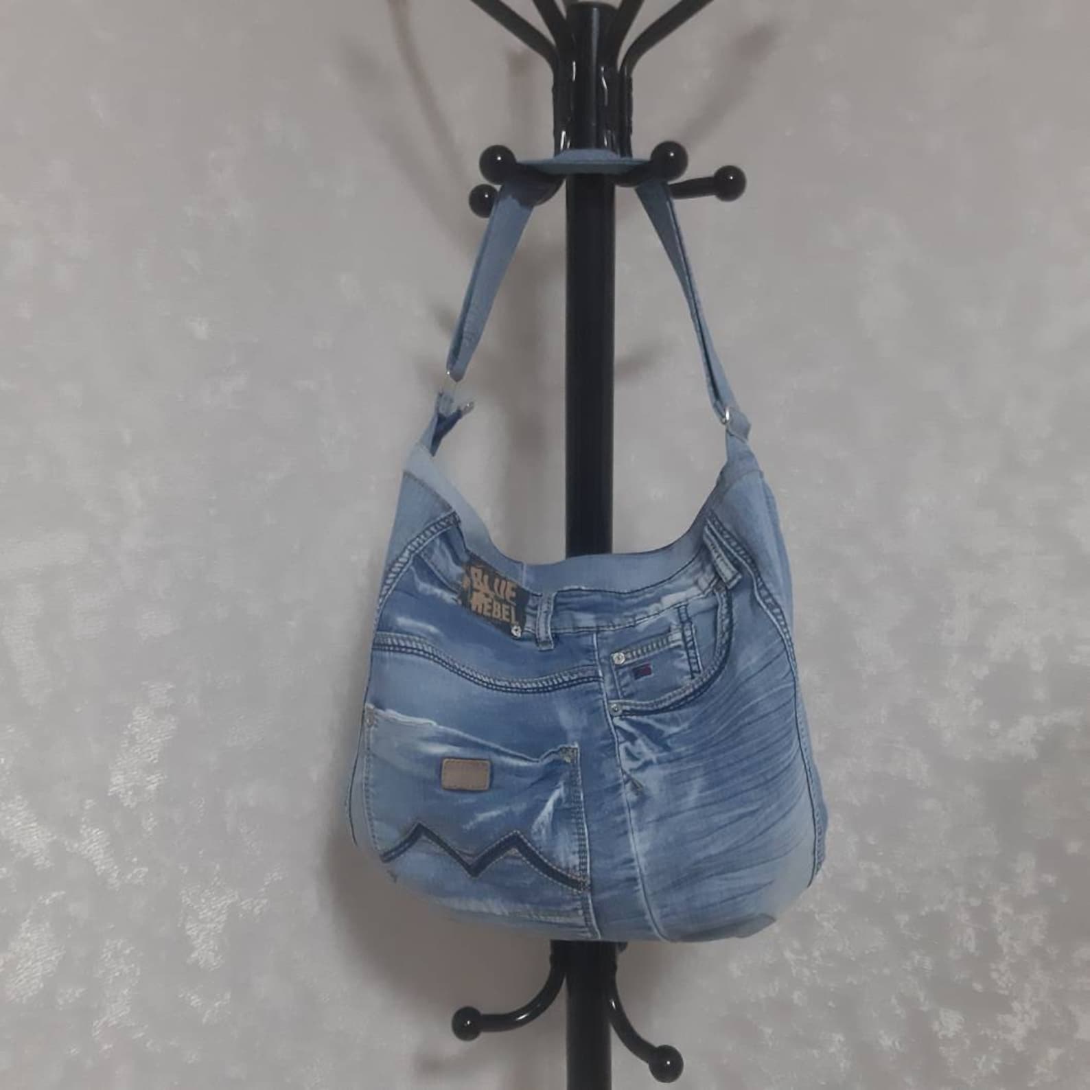 Hobo Denim Bag Jean Tote Bag Casual Slouchy Bag of Shabby - Etsy