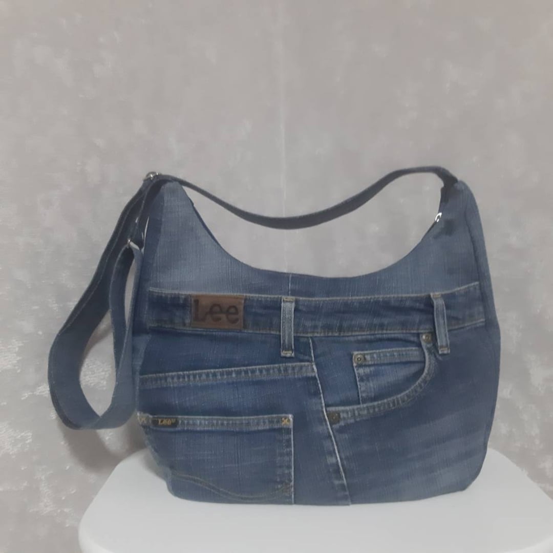Denim Slouchy Bag, Casual Large Denim Bag, Hobo Bag of Shabby Jeans ...