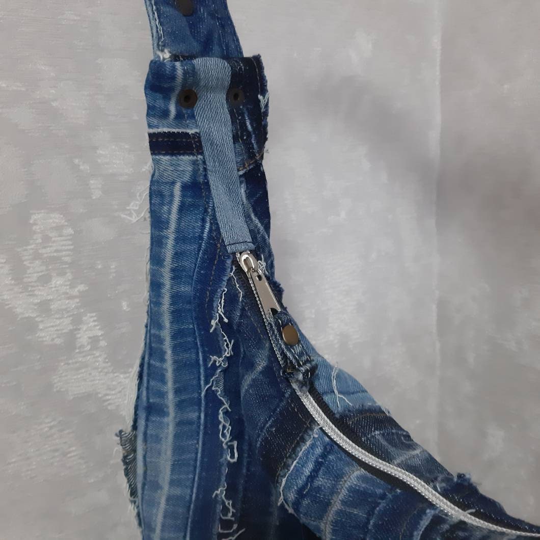 Patchwork denim hobo bag Jean shoulder bag Casual tote bag | Etsy