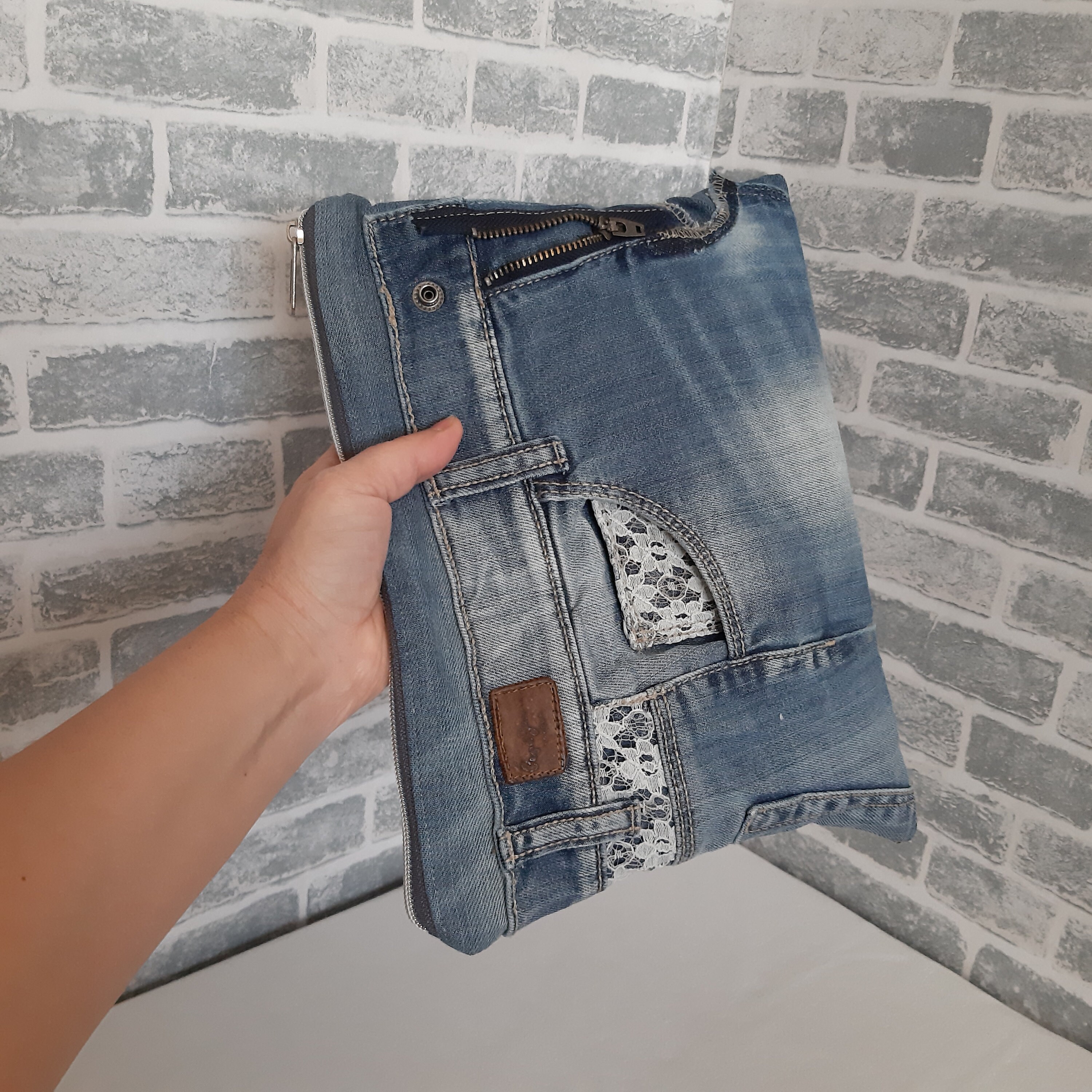 Casual denim clutch bag Evening clutch of shabby jeans Denim | Etsy