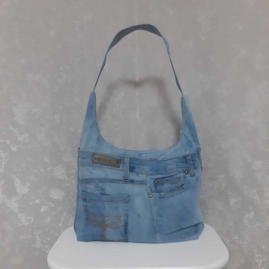 Classic Denim Hobo Bag, Jean Shoulder Bag, Casual Tote Bag of Shabby ...