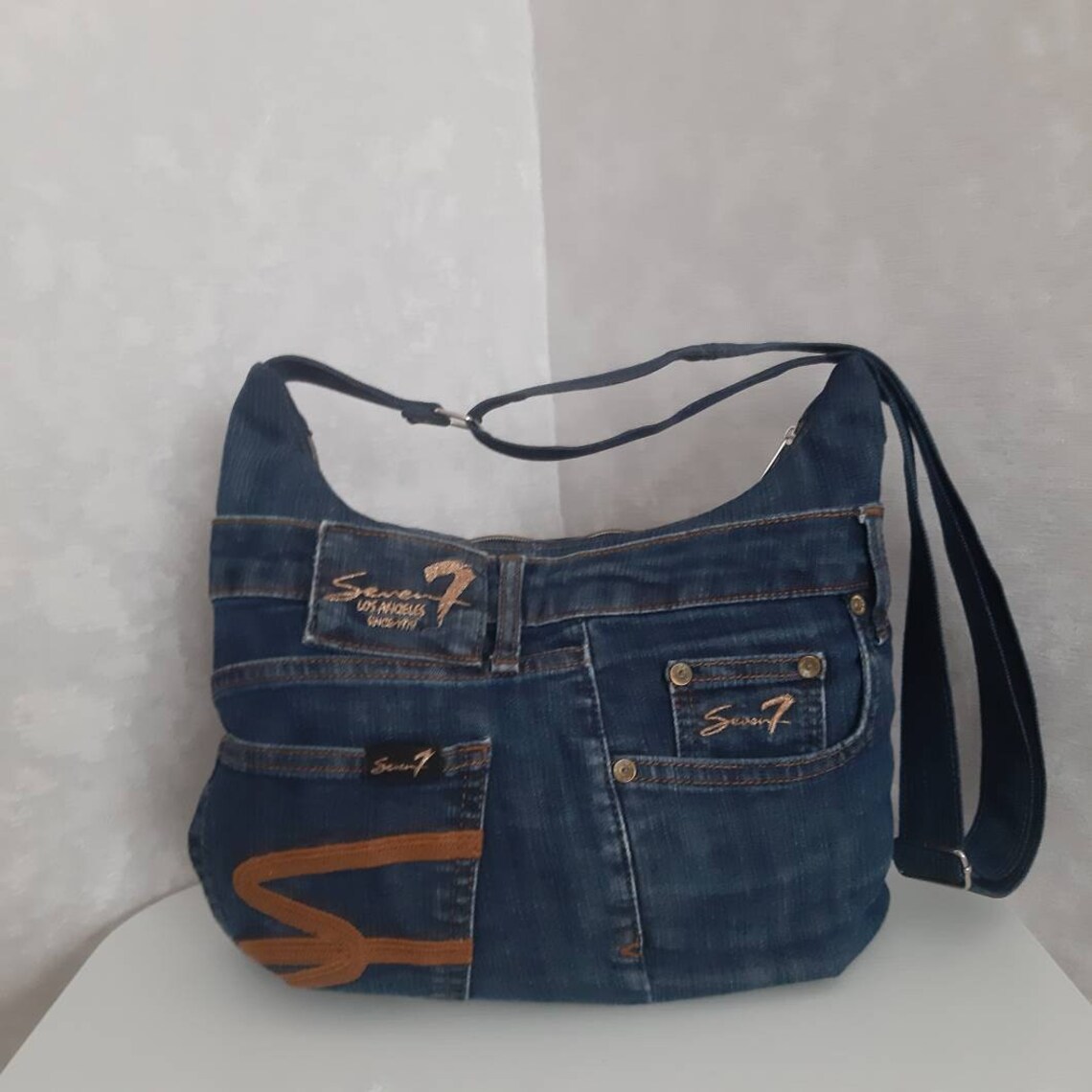 Crossbody denim bag medium size Jean shoulder bag Casual | Etsy