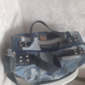 Large Patchwork Denim Bag Weekender Bag of Recycled Jeans - Etsy
