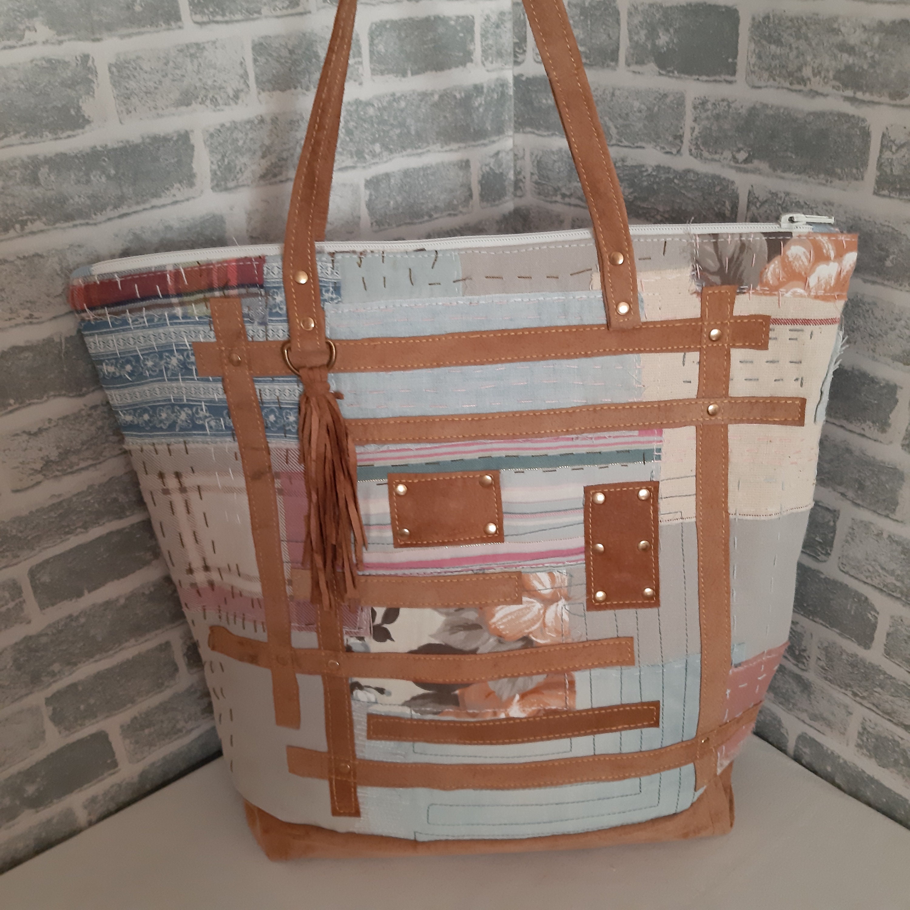 Patchwork Hobo Bag With Sashiko Embroidery and Decorative - Etsy