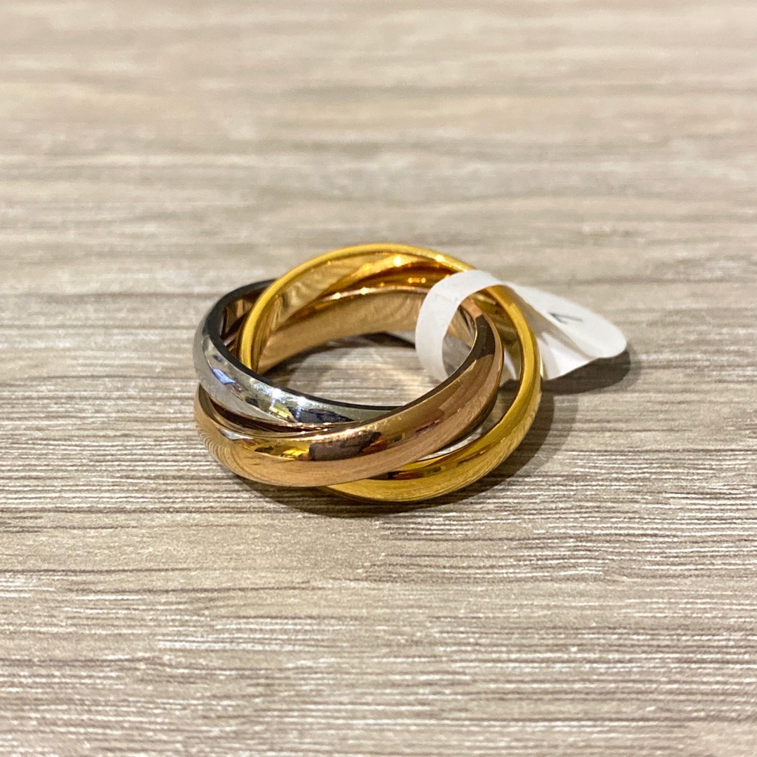 Anillo entrelazado de triple tono Acero inoxidable 3 anillos - Etsy España