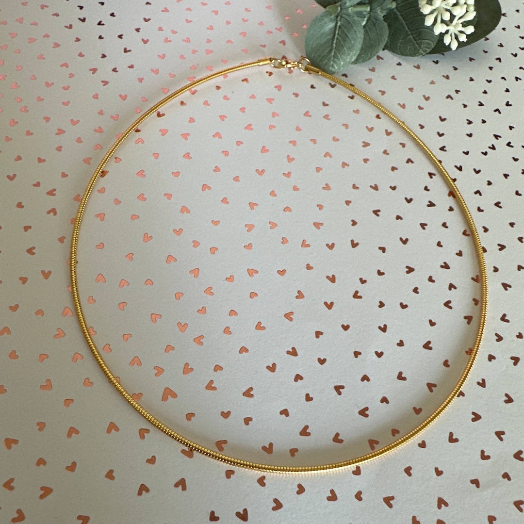 Twist Cable Collar Neck Wire Necklace - Gold Omega Necklace - 16" Gold ...