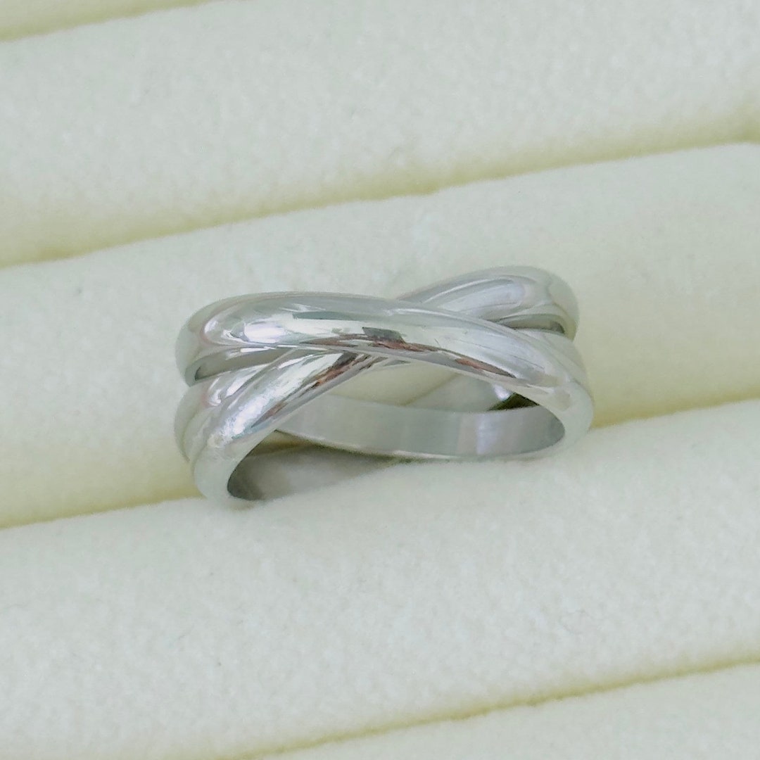 Silver Stainless Steel Interlocking Rolling Ring - Etsy