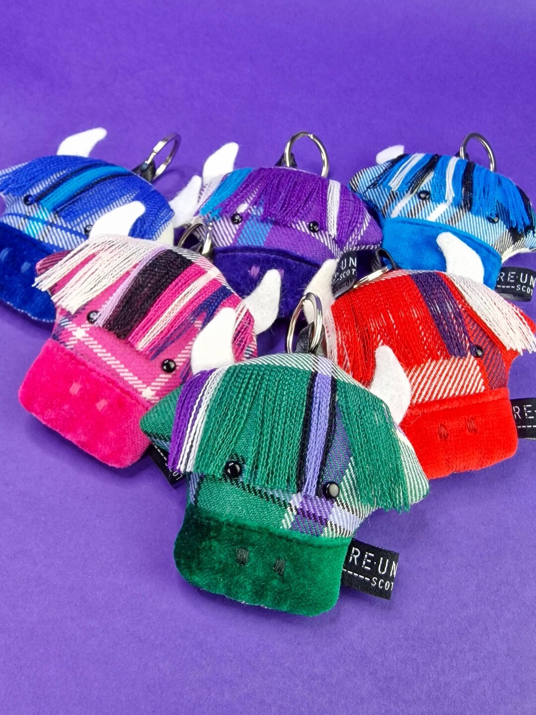 Tartan Highland Coo Keyring - Etsy