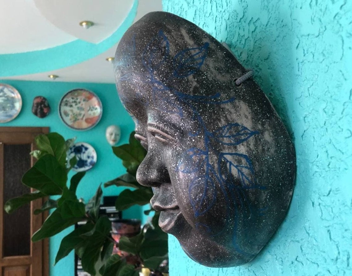Hand-painted Otafuku Okame Clay Mask Ceramic Uzume Women Mask - Etsy