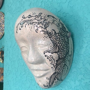 Hand-painted Ceramic Mask, DOJI Mask, Japanese Ceramic Mask, Wall Decor ...