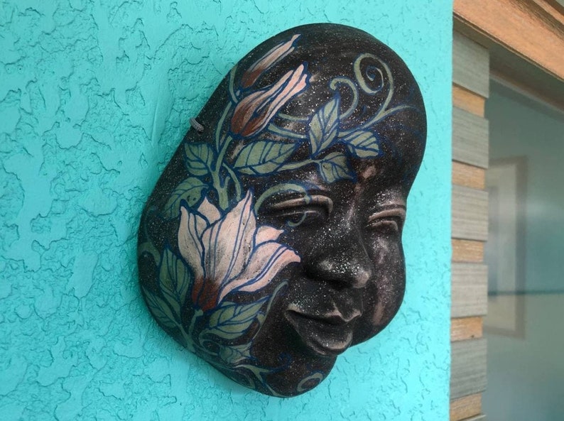 Hand-painted Otafuku Okame Clay Mask, Ceramic Uzume Women Mask - Etsy