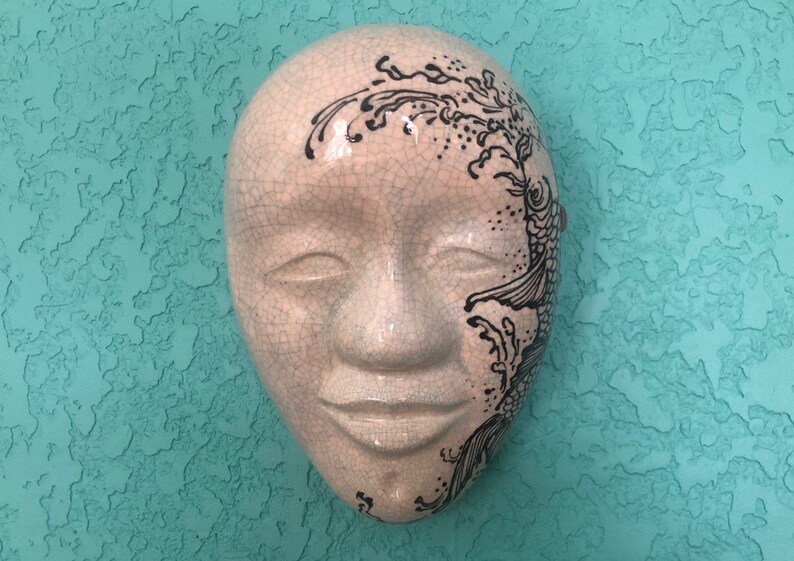 Hand-painted Ceramic Mask DOJI Mask Japanese Ceramic Mask - Etsy