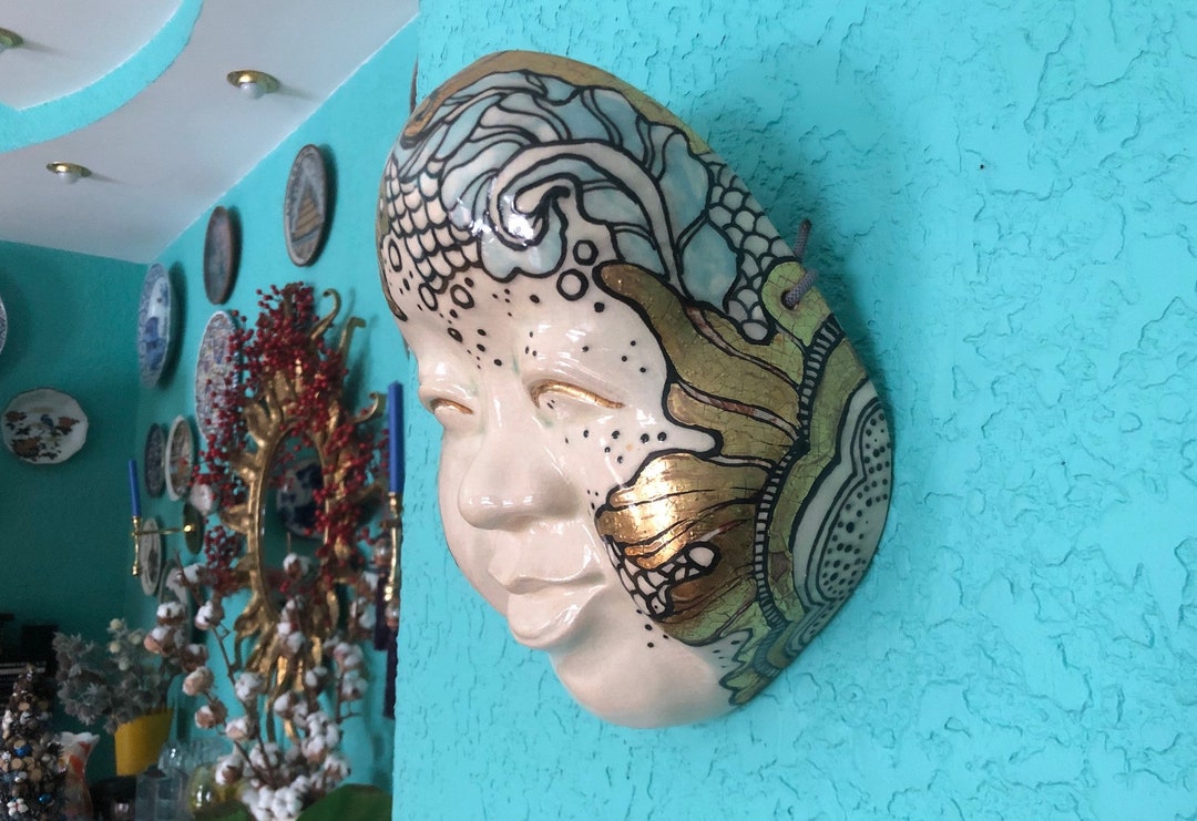 RAKU Otafuku Okame Clay Mask, Ceramic Uzume Women Mask - Etsy