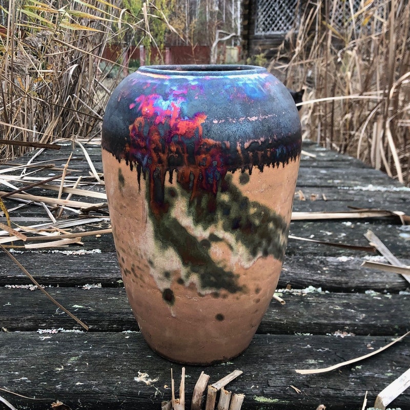 Raku Vase - Etsy