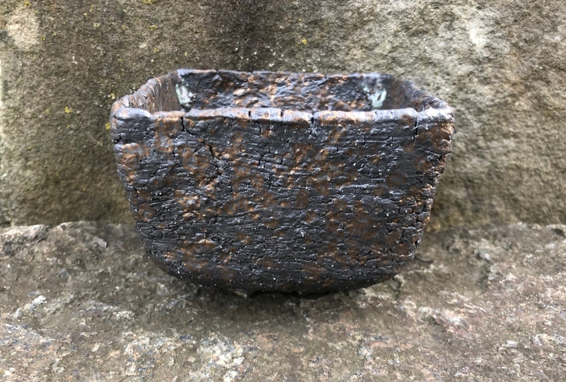 Wood-fired Square Matcha Chawan, Traditional Japanese Tea Ceremony Bowl ...