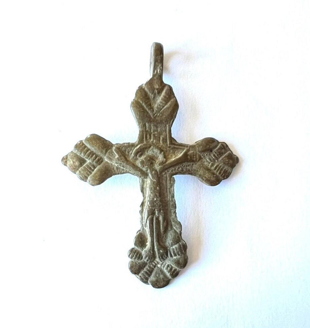 Ancient Medieval Cross Pendant With the Crucifix of Jesus Christ ...