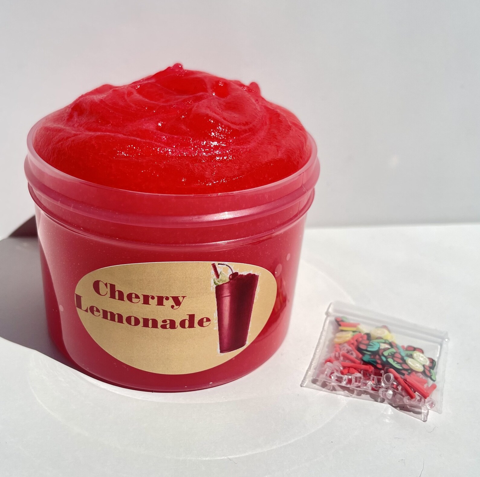 Cherry Lemonade Jelly Slime: Scented Fluffy Slime With Sprinkles - Etsy