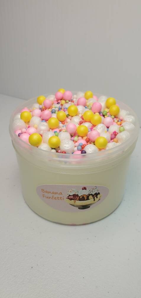 Banana Funfetti Slime / thick glossy scented foambeads kawaii | Etsy