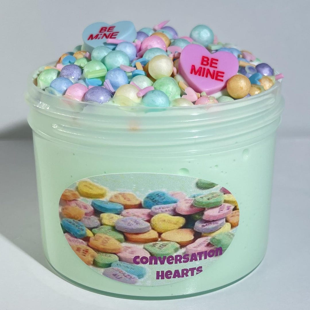 Conversation Hearts Slime: Butter Mint Scented, Sensory Play - Etsy