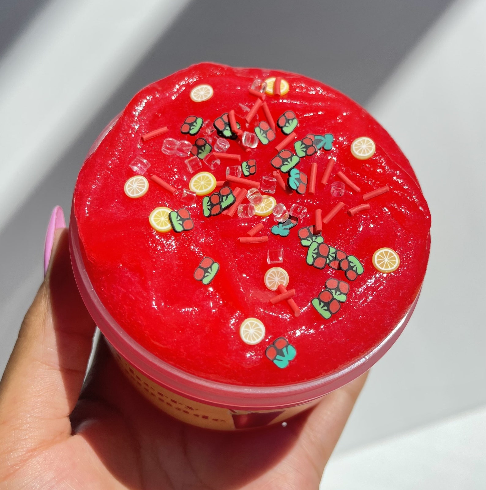 Cherry Lemonade Jelly Slime Scented Slime With Sprinkles - Etsy