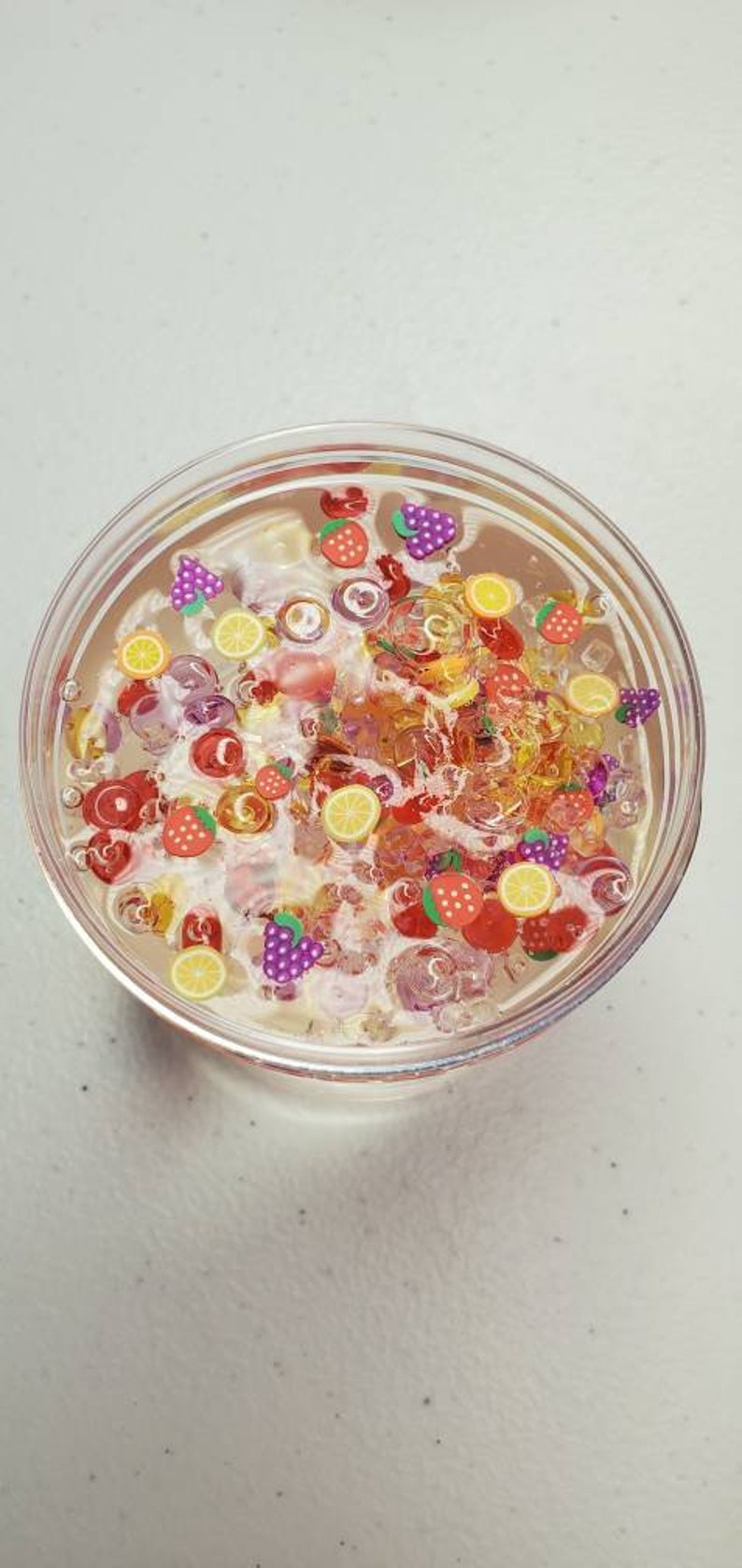 Iced Fruit clear slime unscented kawaii fimo fruit slices | Etsy