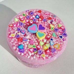 Hearts Galore Clear Bingsu Bead Slime Thick Stretchy Kawaii Crunchy ...