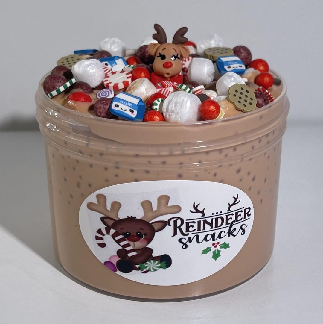 Reindeer Snacks White Glue Slushy Slime Scented Crunchy Foam Beads ...