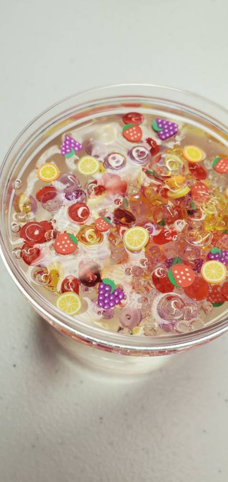 Iced Fruit clear slime unscented kawaii fimo fruit slices | Etsy