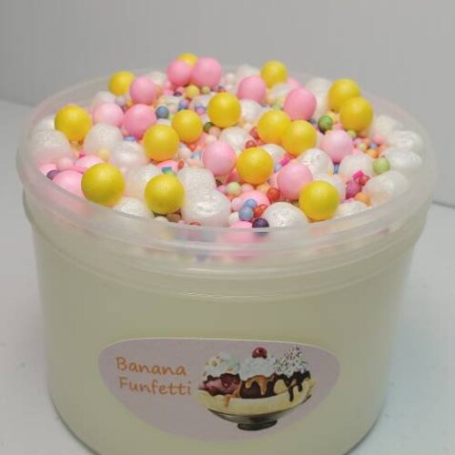 Banana Funfetti Slime / Thick Glossy Scented Foambeads Kawaii - Etsy