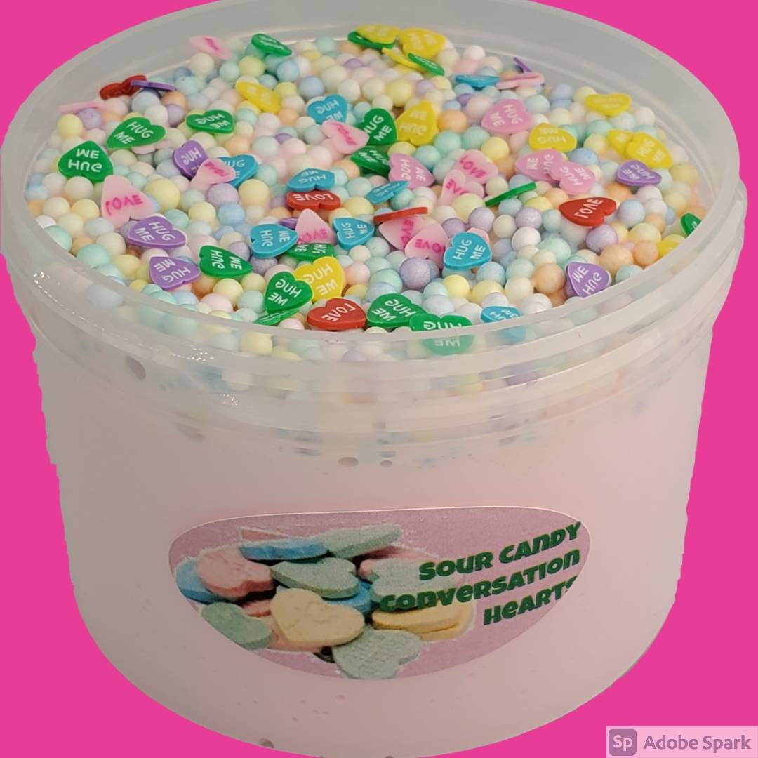 Sour Candy Conversation Hearts Slime Thick Glossy Foam Beads Crunchy ...