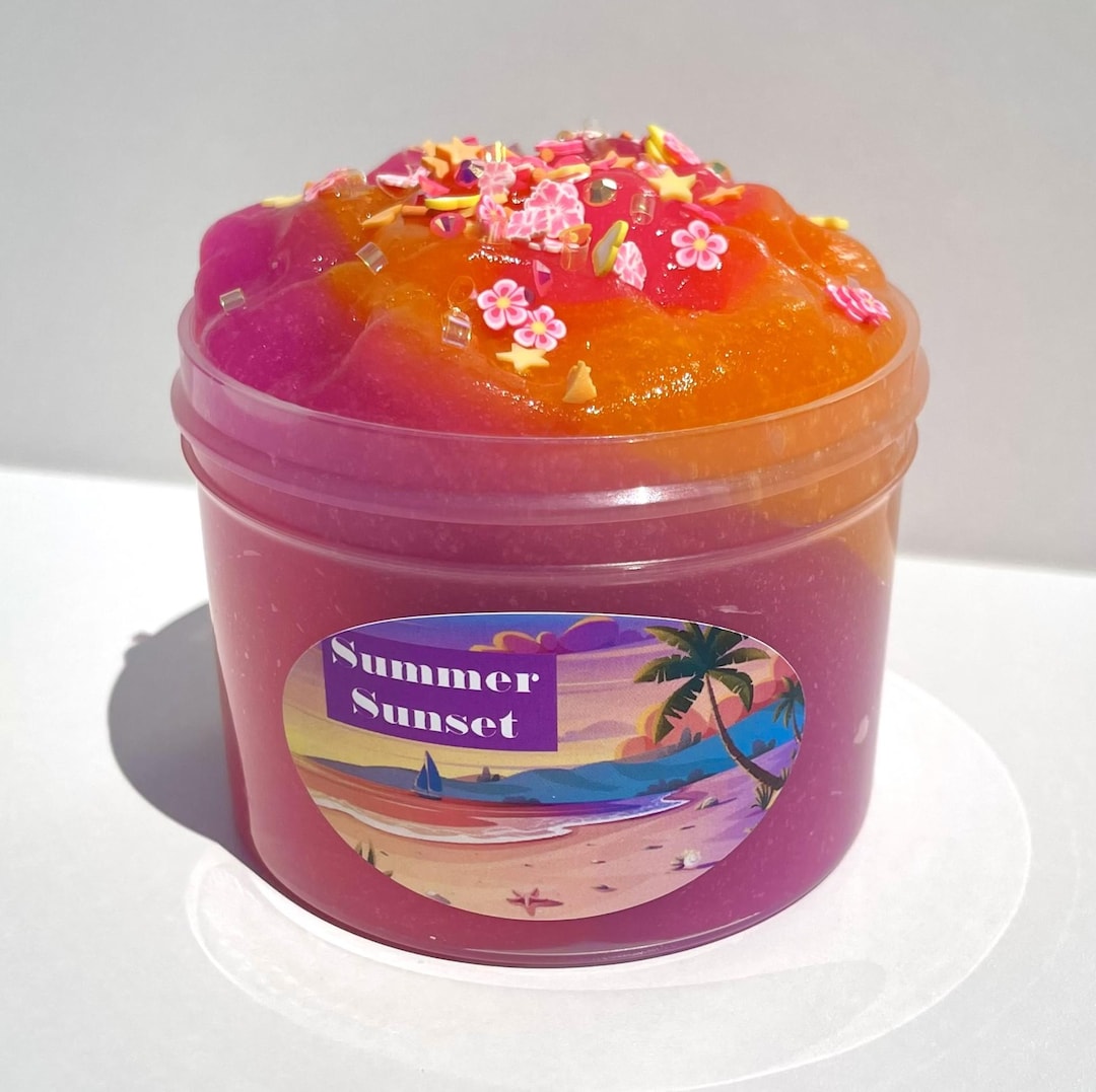 Summer Sunset Jelly Slime Kawaii Tropical Flower Fimos Tropical Fruit ...