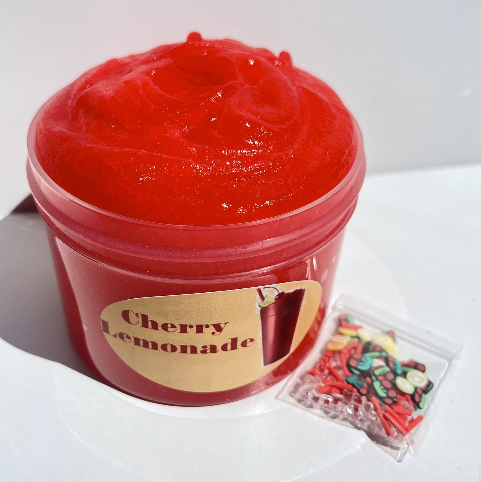 Cherry Lemonade Jelly Slime: Scented Fluffy Slime With Sprinkles - Etsy