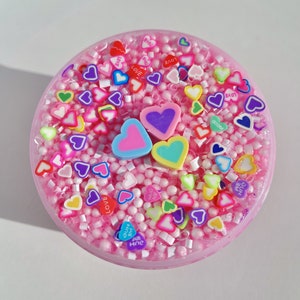 Hearts Galore Clear Bingsu Bead Slime Thick Stretchy Kawaii Crunchy ...