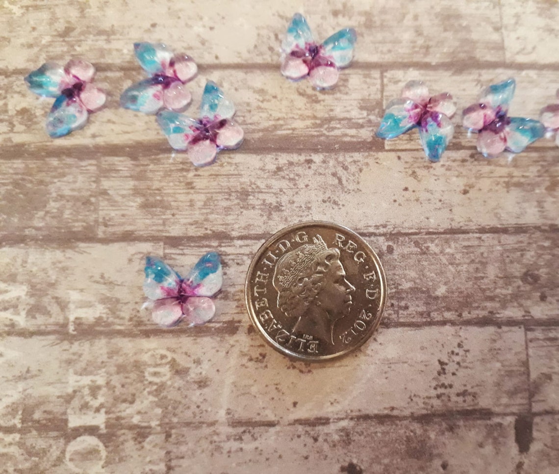 20 Butterfly Resin Flatbacks 10mm Blue and Purple Cabochons | Etsy