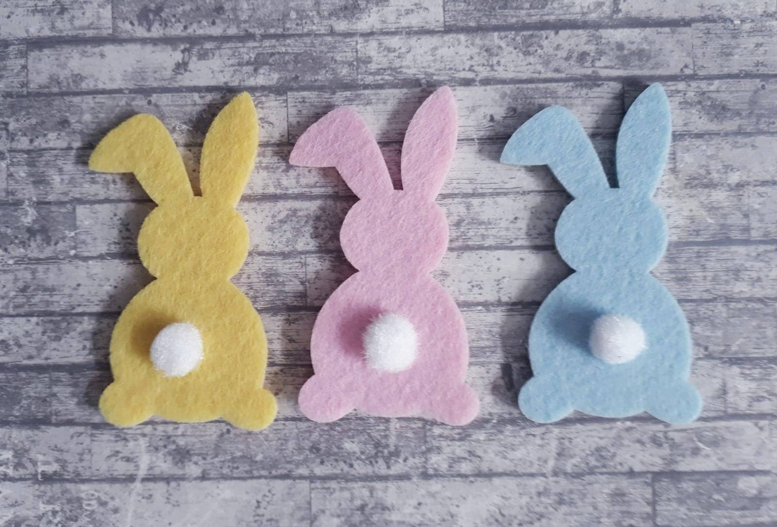 3 Easter Rabbits Felt Bunnies With Self Adhesive Sticker - Etsy
